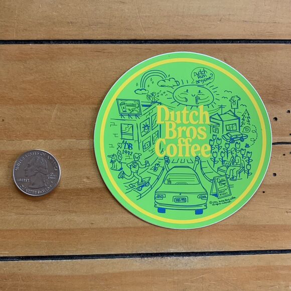 Dutch Bros | Other | Dutch Bros Brothers Lime Green Round Sticker ...